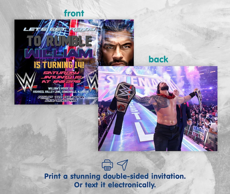 Wwe Boy Invitation, Wrestling Editable Invitation, Printable Boy ...