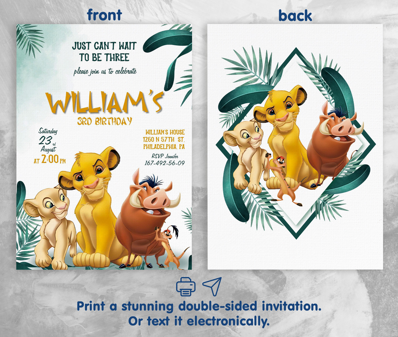 Lion King Birthday Invitation, Simba Invite, Printable Editable Party ...