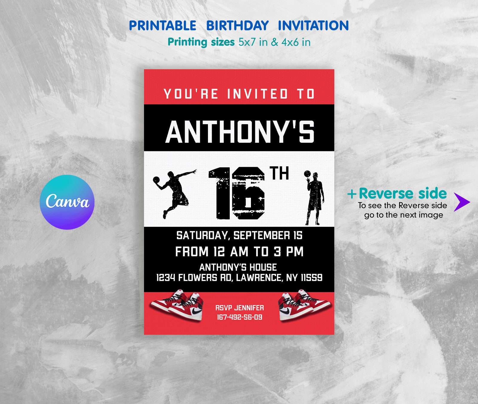 Sneaker Bash Birthday Party Printable Invitation, Printable Birthday ...