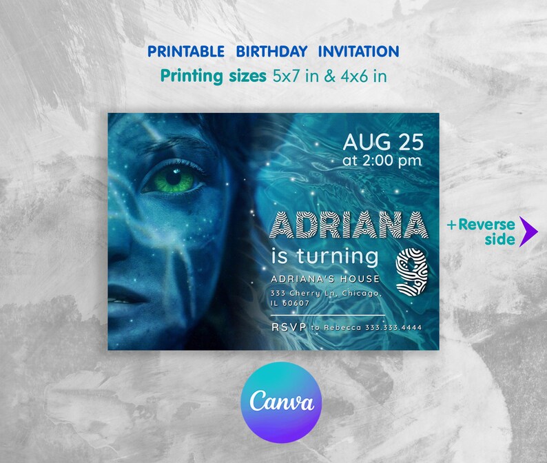 Printable Avatar Invitation, Avatar 2 Invite, Pandora Editable Birthday ...