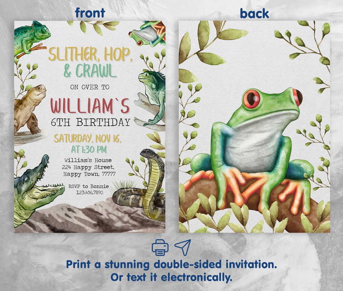 Editable Reptile Invitation, Printable Reptile Invitation, Birthday ...