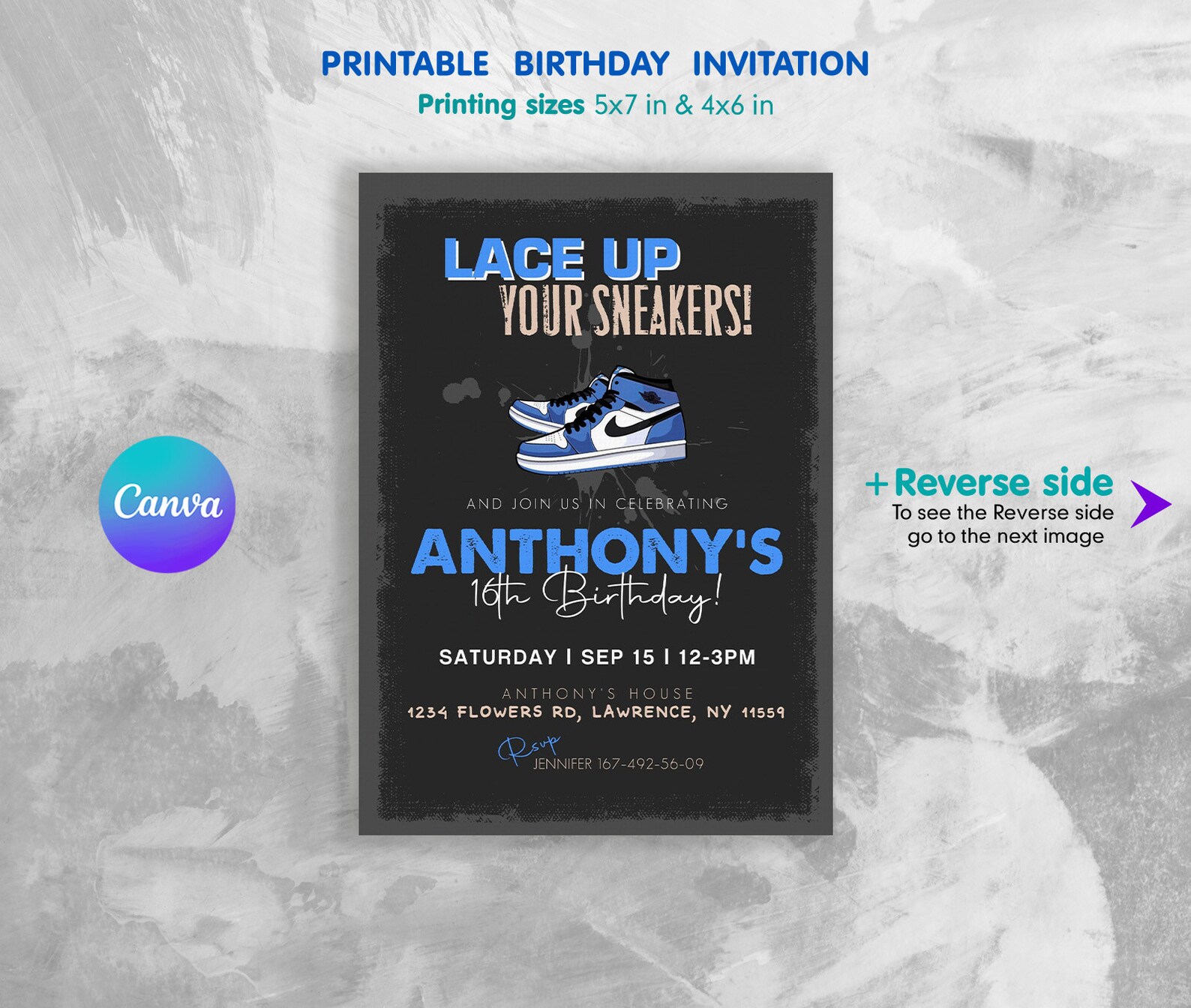 Sneaker Bash Birthday Party Printable Invitation, Printable Birthday ...