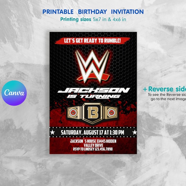 Wwe Invitation - Etsy