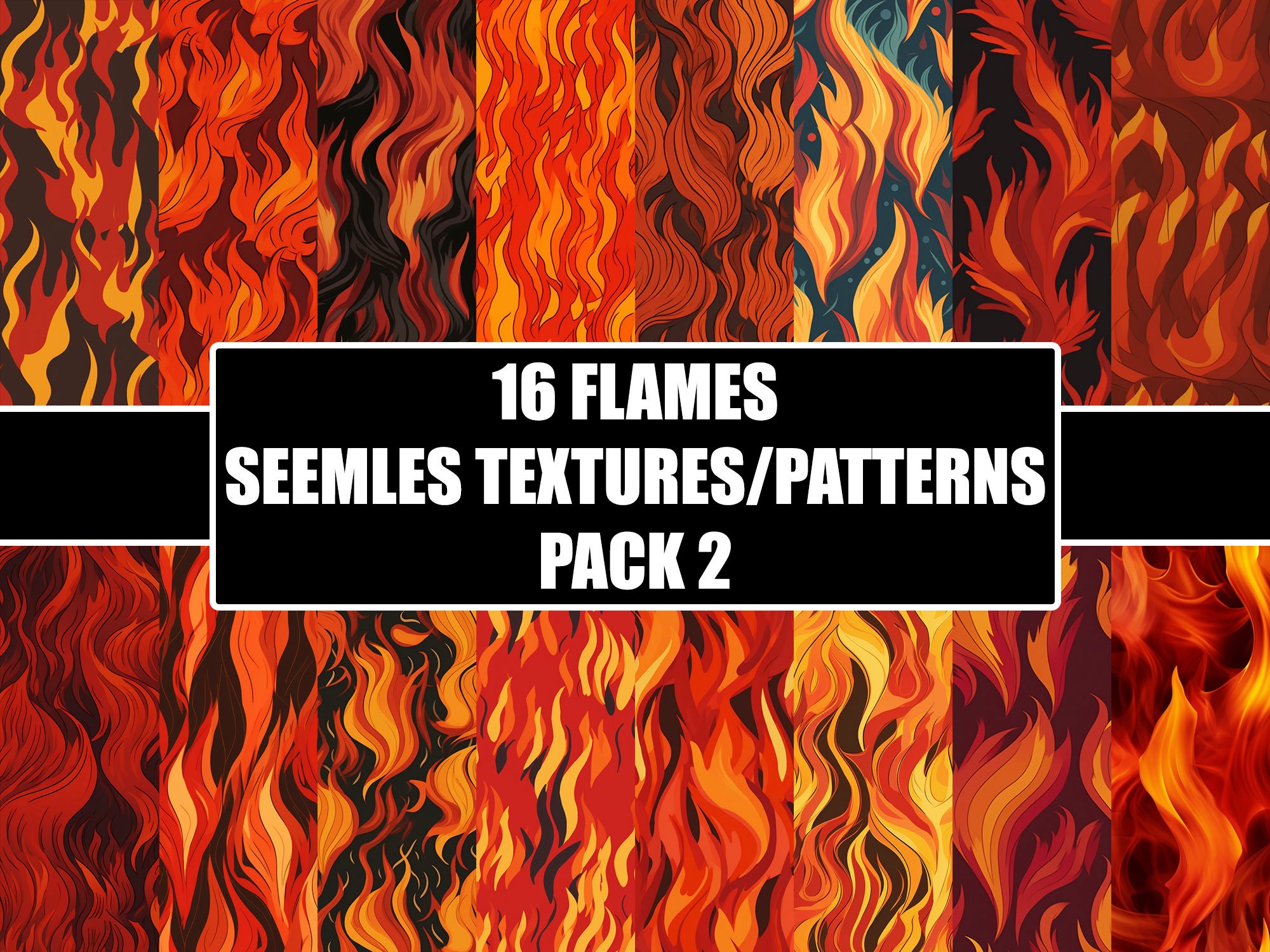 16 Flames Patterns/seamless Textures Pack 2 Digital Endless - Etsy