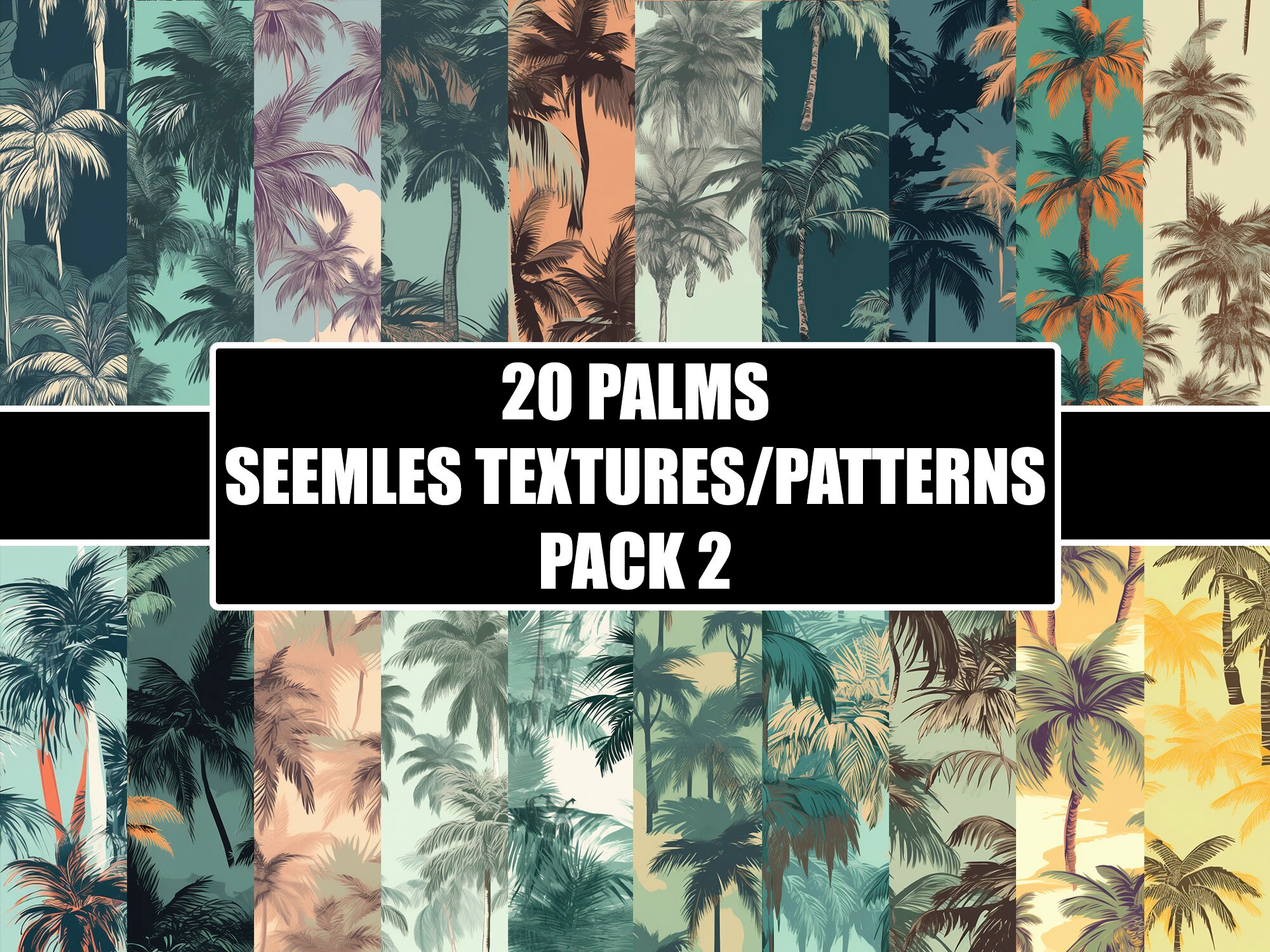 20 Palms Patterns/seamless Textures Pack 2 Graphic Style Palms - Etsy ...
