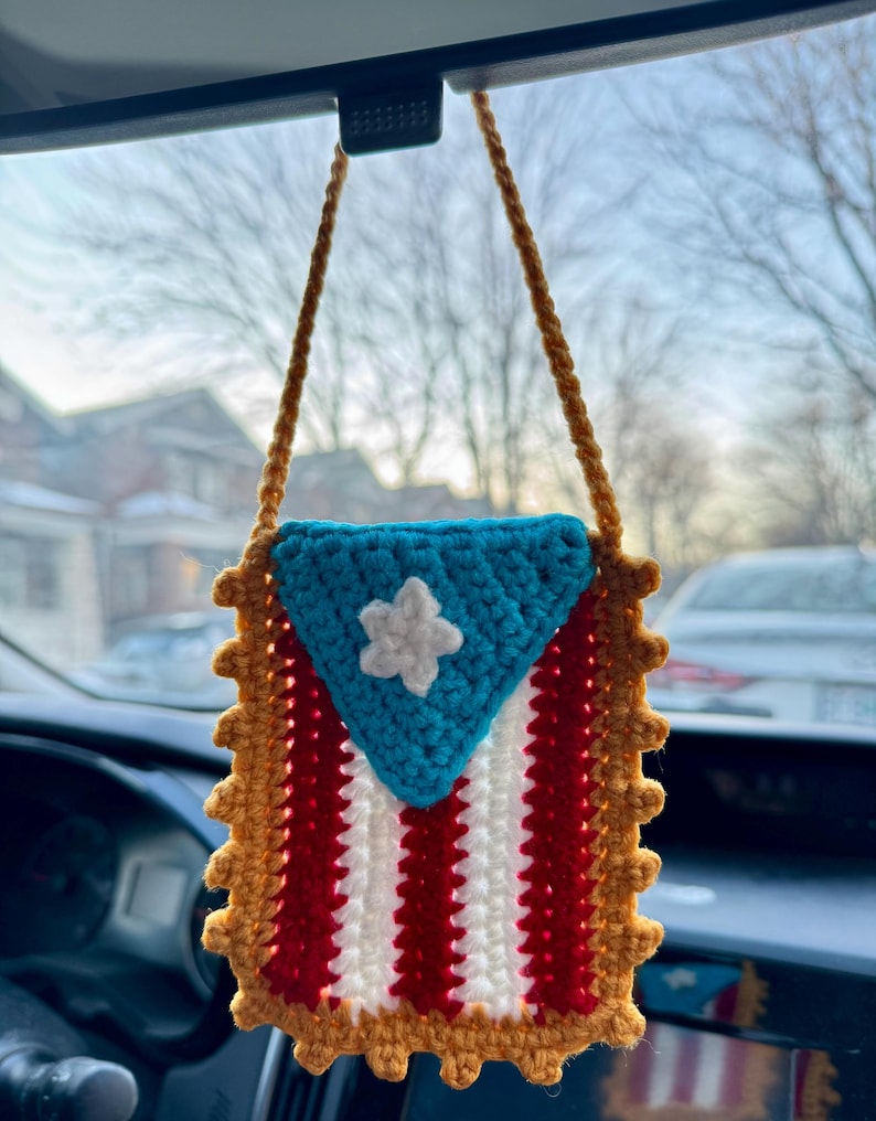 PDF PATTERN | Puerto Rican Crochet Flag Car Hanger Pattern - Etsy