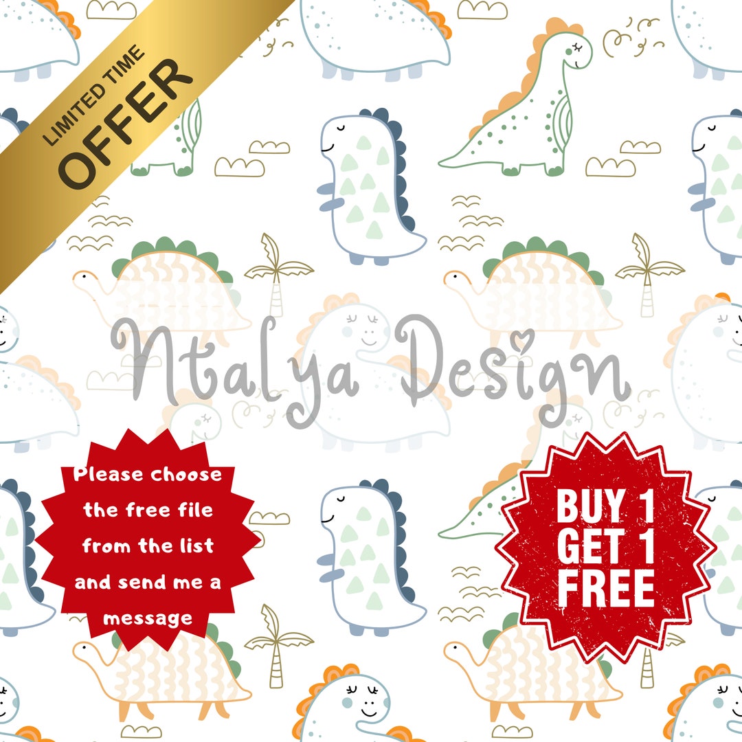 Dinosaur Seamless Pattern, Dino Repeating Pattern, Dinosaur Repeat ...