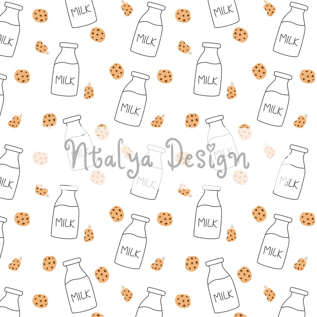 Milk Seamless Pattern, Cookie Seamless Pattern, Milk and Cookies ...