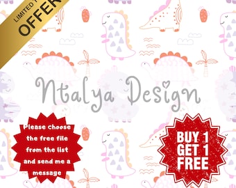 Girly Dinosaur Seamless Pattern, Pink Dino Repeating Pattern, Cute ...