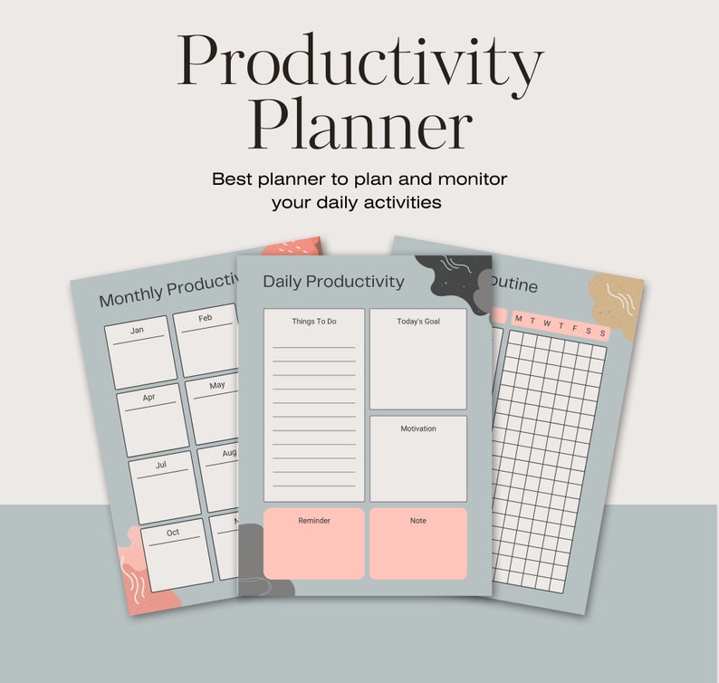 Modern Productivity Planner, Printable Weekly Routine Planner ...