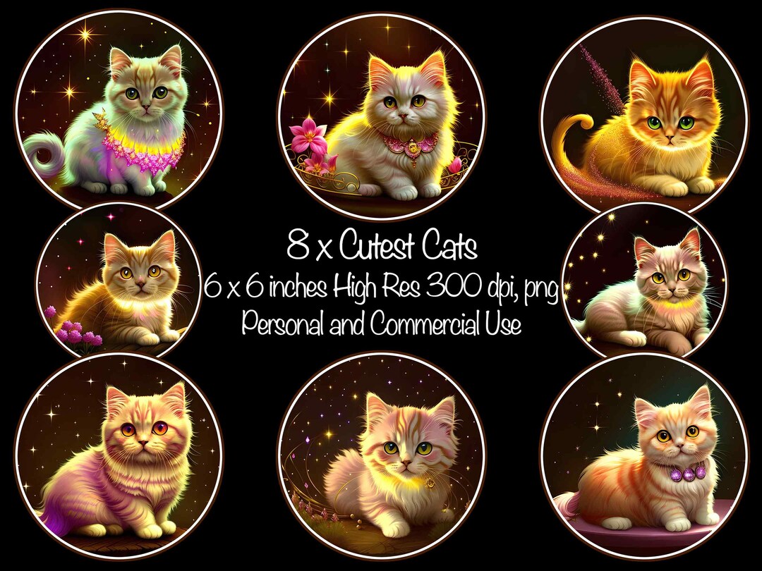 Cutest Abstract Cats Clipart: 8 High-resolution 300 DPI Files - Etsy