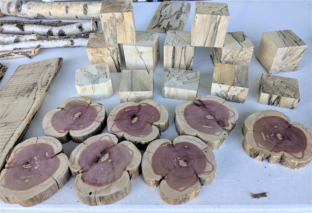 Unfinished Craft Wood Variety: Spalted Maple, Cedar, Cherry Burl, Birch ...