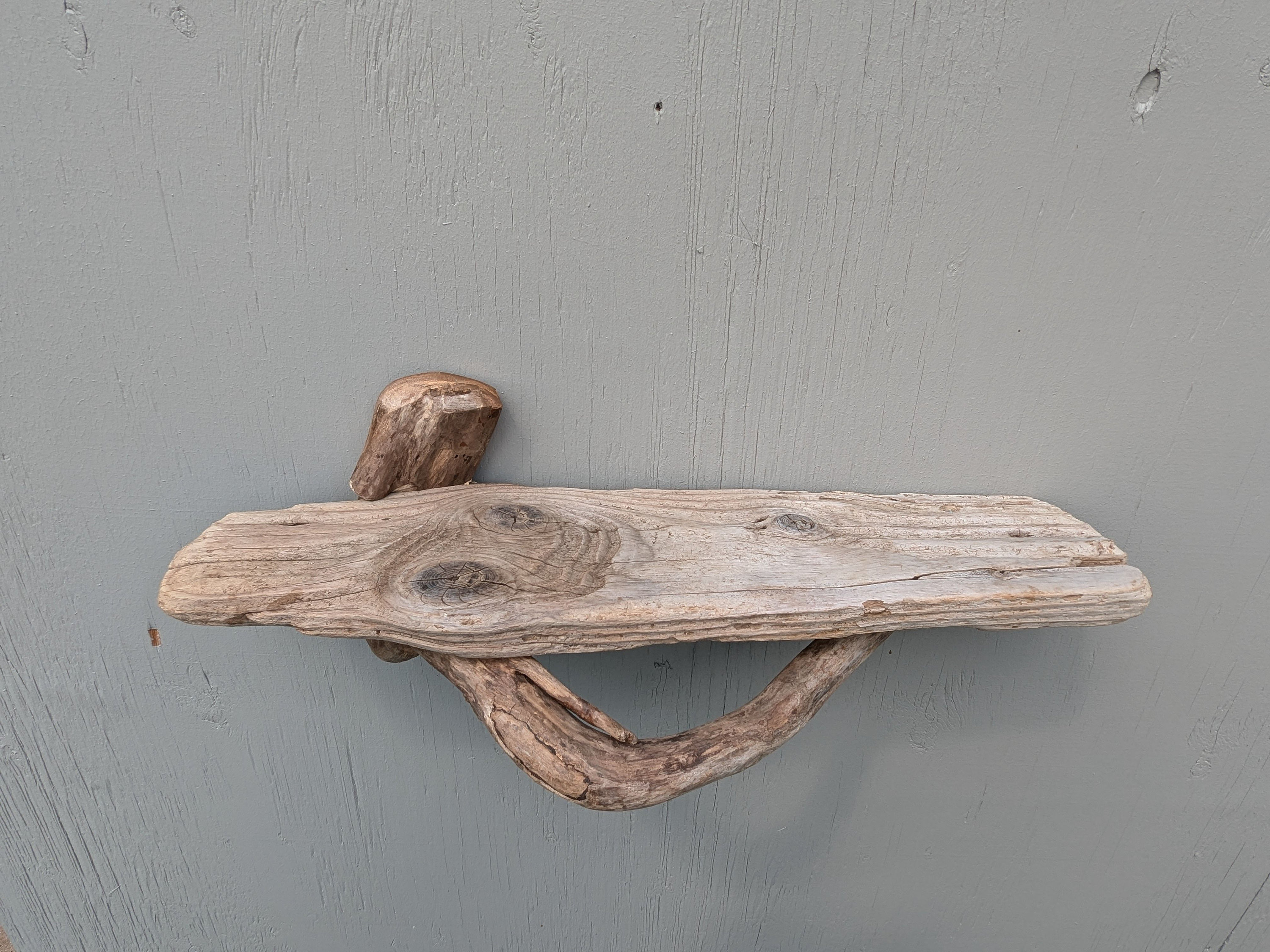 Floating Shelf of Driftwood & Driftwood Plank. Unfinished. Keyhole ...