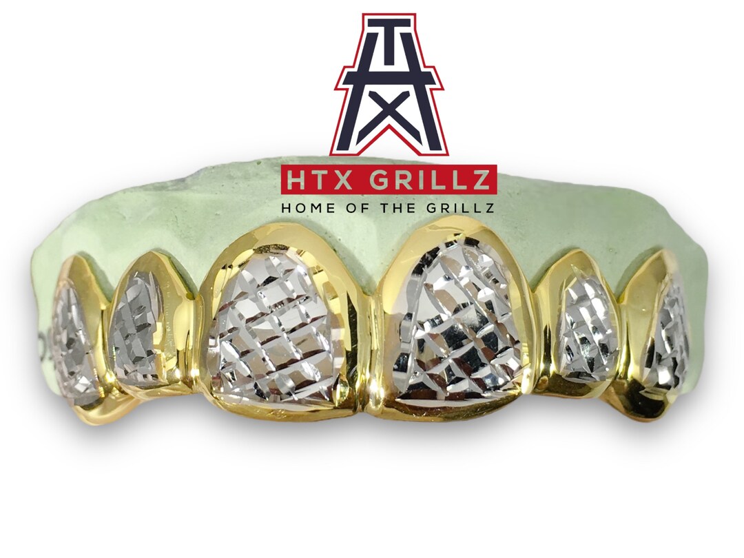 Custom Diamond Cut With Solid Windows 6 Teeth Grillz - Etsy