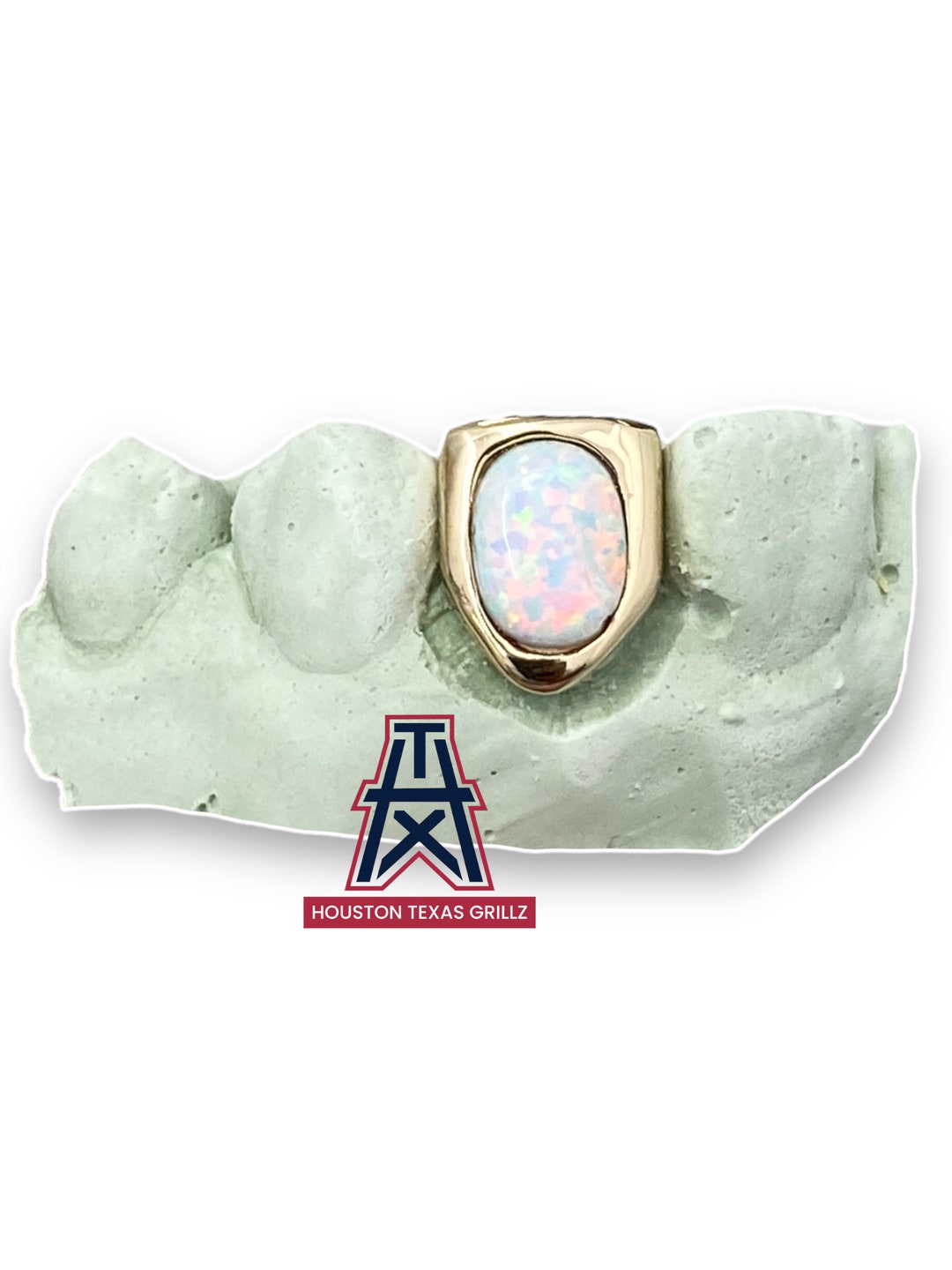 Custom 1 Single Tooth Open Face Opal Stone Grillz - Etsy
