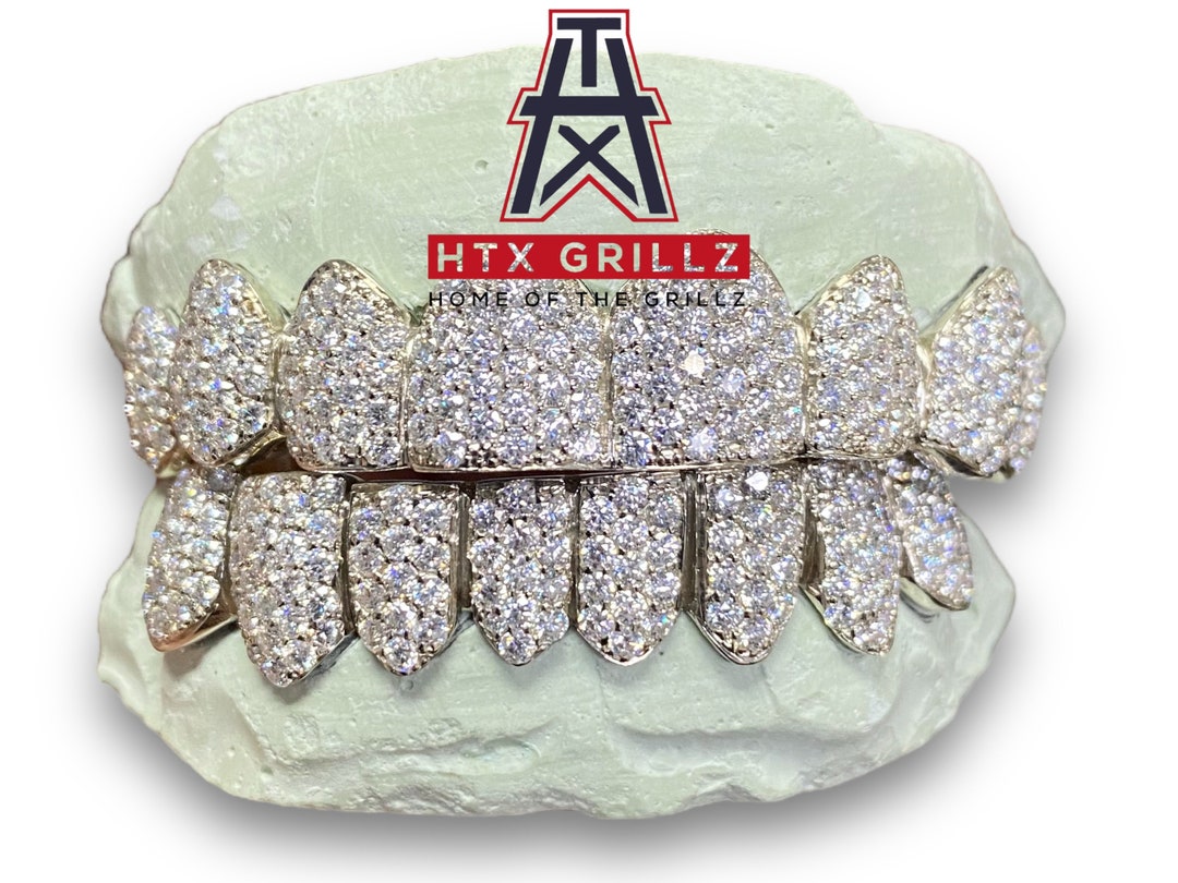 Custom Fit Solid Gold Natural Diamond Zigzag Setting Bustdown Iced Out ...