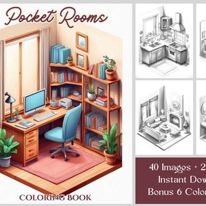 40 Isometric Rooms Coloring Pages, Pocket Rooms Printable Coloring ...