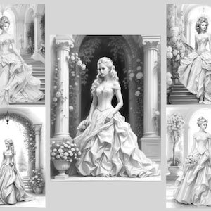 50 Pretty Ladies Coloring Pages - Women in Elegant Gowns Coloring Book ...