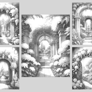 40 Garden Gates Coloring Pages, Garden Coloring Book, Instant Download ...