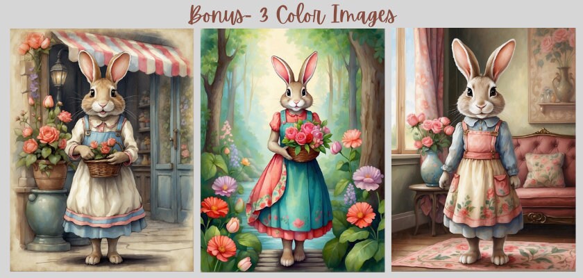 40 Whimsical Rabbits Coloring Pages Rabbit Coloring Book for Adults ...