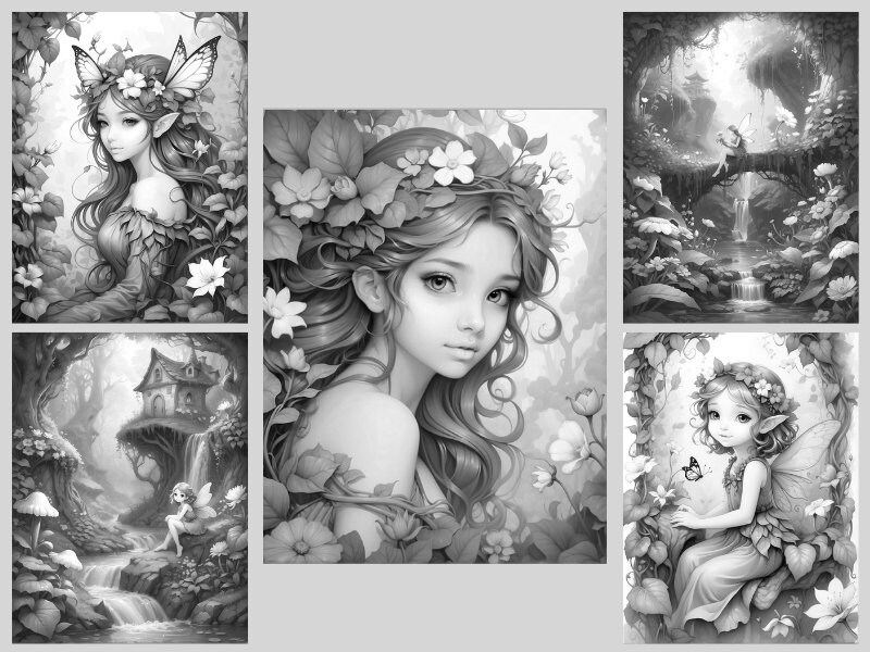 30 Enchanted Fairies Coloring Book Fairy Coloring Pages for Adults Cute ...