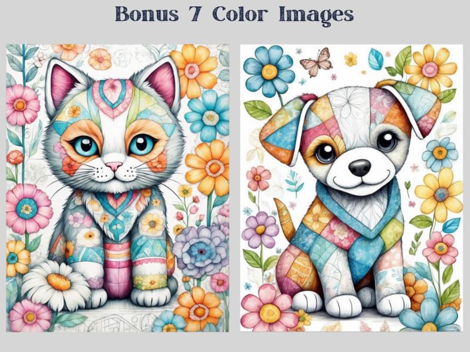 Animal Coloring Pages: 35 Boho Patchwork Designs (printable Grayscale ...