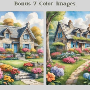 45 Cottage Coloring Pages, Cozy English Cottages Coloring for Adults ...