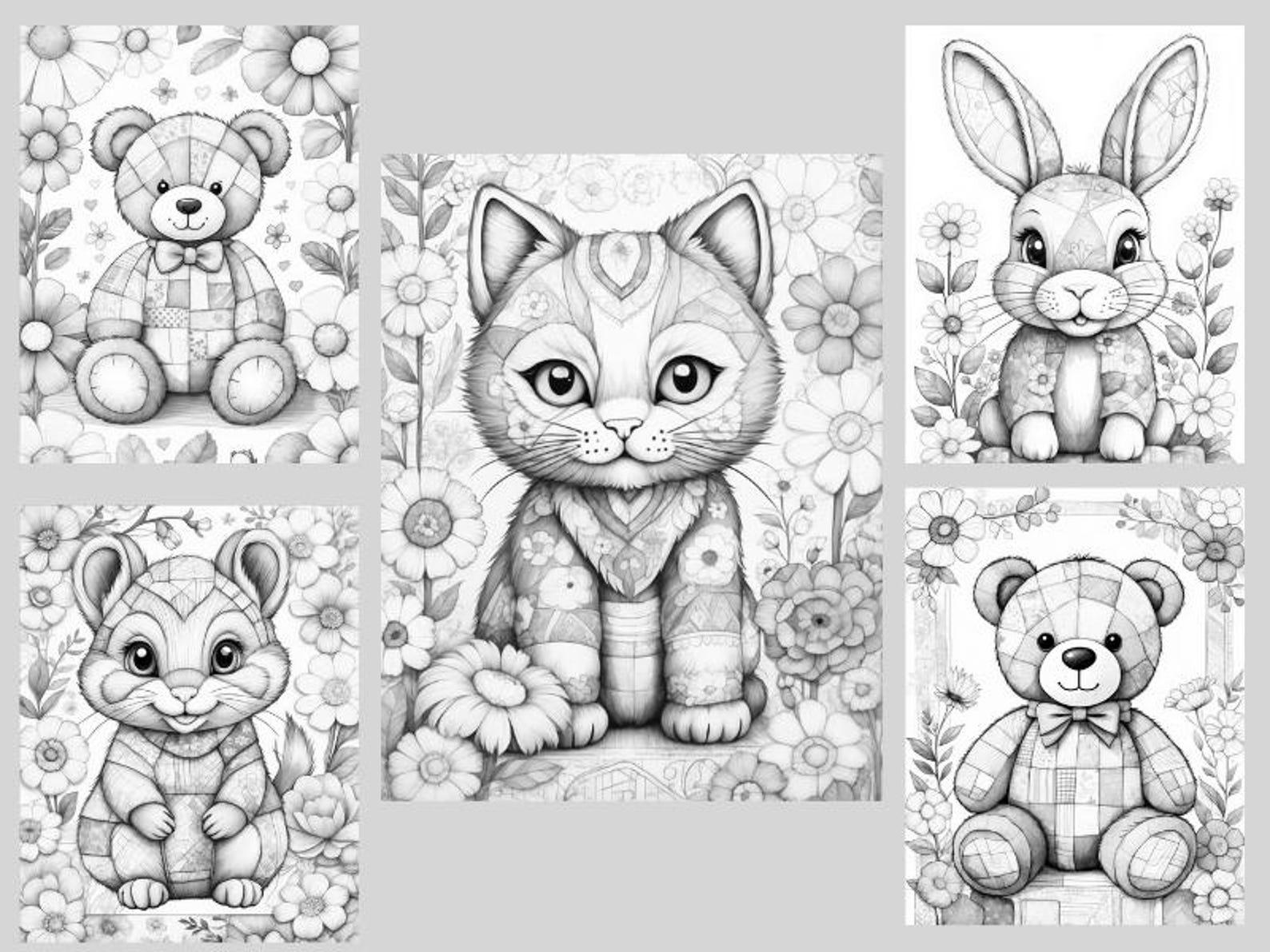 Animal Coloring Pages: 35 Boho Patchwork Designs (printable Grayscale ...