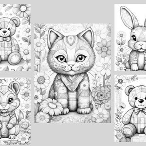 Animal Coloring Pages: 35 Boho Patchwork Designs (printable Grayscale ...
