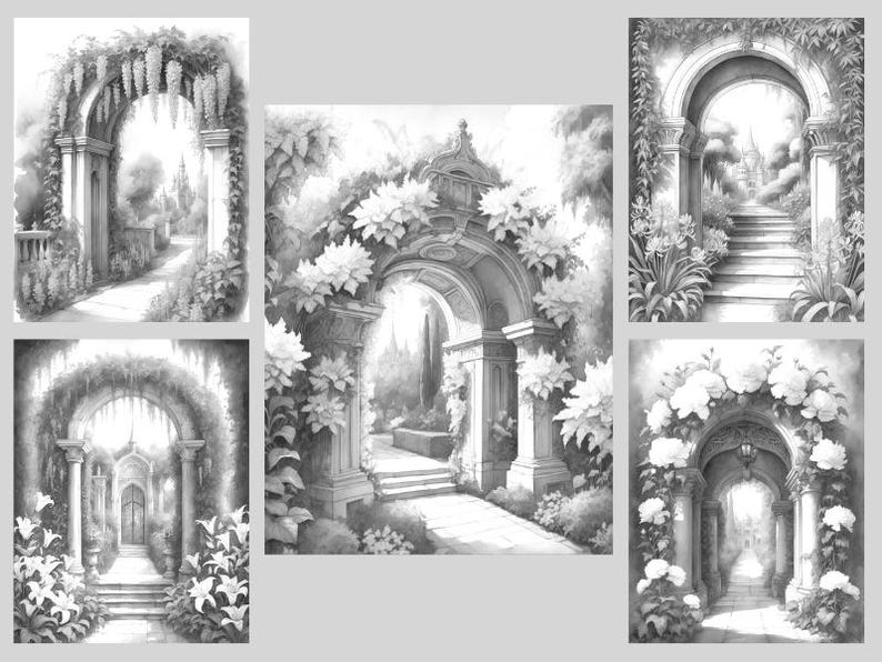 40 Garden Gates Coloring Pages, Garden Coloring Book, Instant Download ...