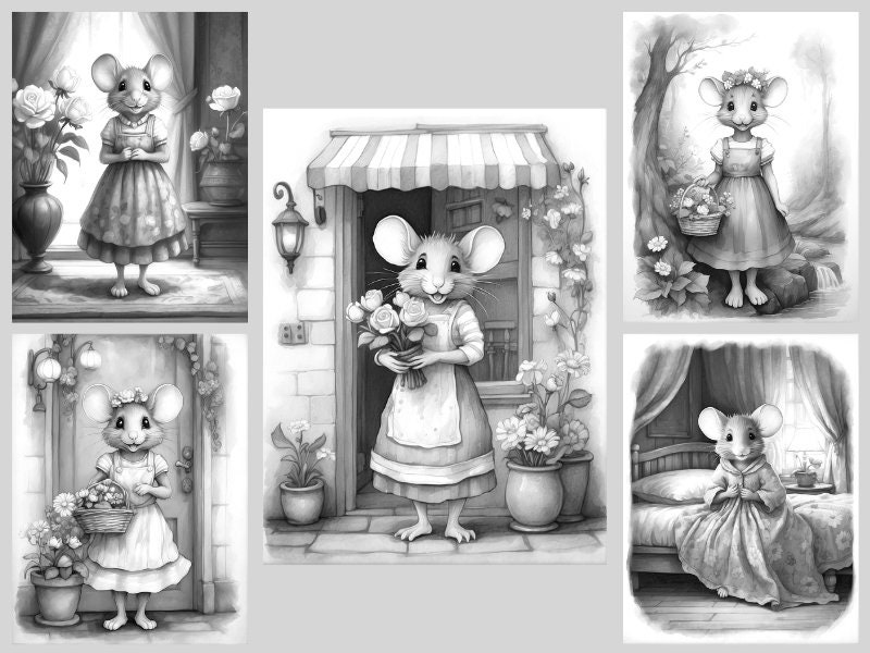 40 Mice Coloring Pages Fantasy Mouse Coloring Book Cottage, Flowers ...