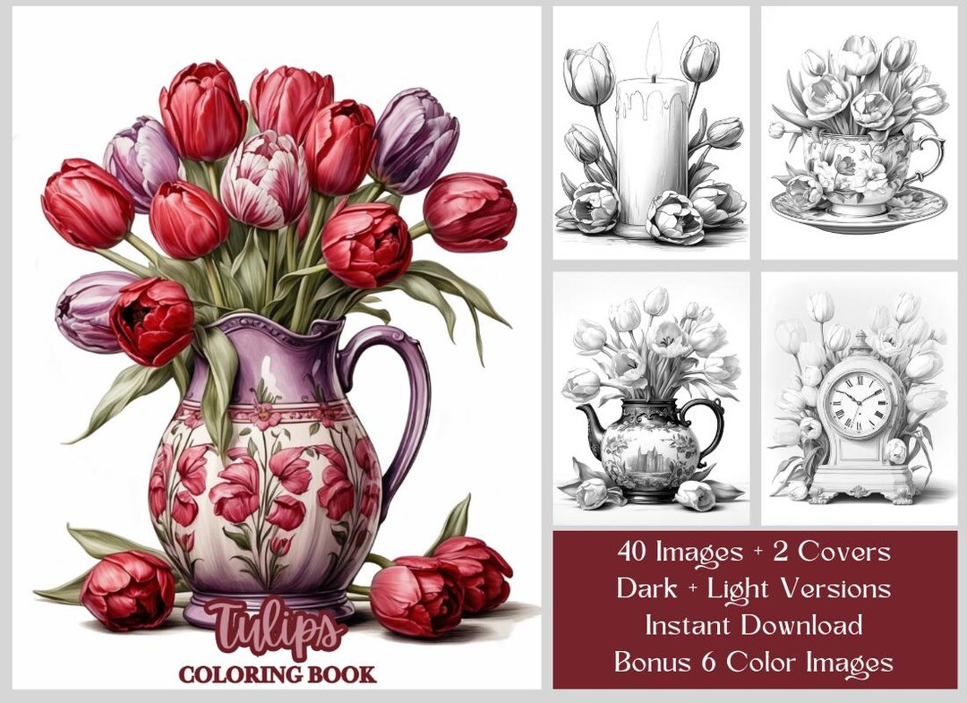 40 Tulip Flower Coloring Pages, Printable Botanical Floral Plant ...