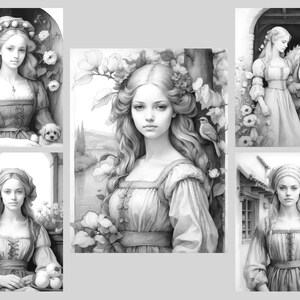 40 Medieval Women Coloring Pages, Women Coloring Book, Historical ...