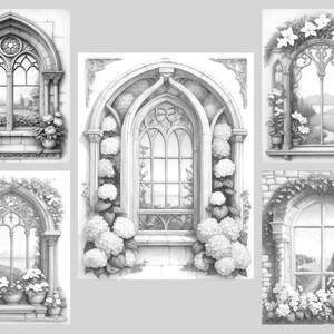 50 Enchanted Windows Coloring Pages, Fantasy Coloring Book PDF for ...