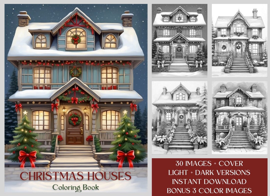 30 Festive Christmas Houses Coloring Pages- Christmas House Coloring ...
