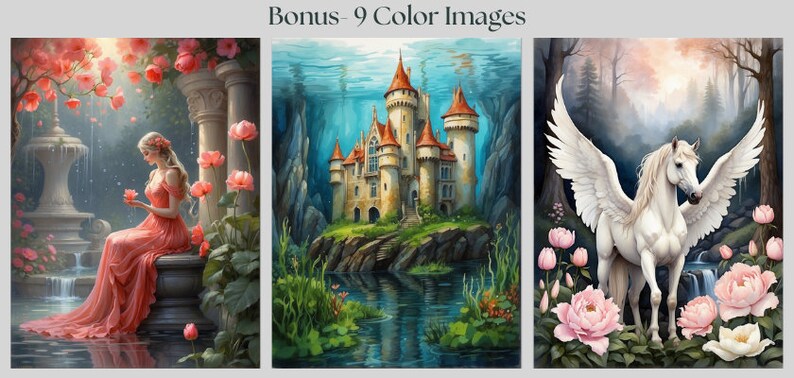 40 Legends and Lore Ultimate Fantasy Coloring Pages Bundle Castles ...