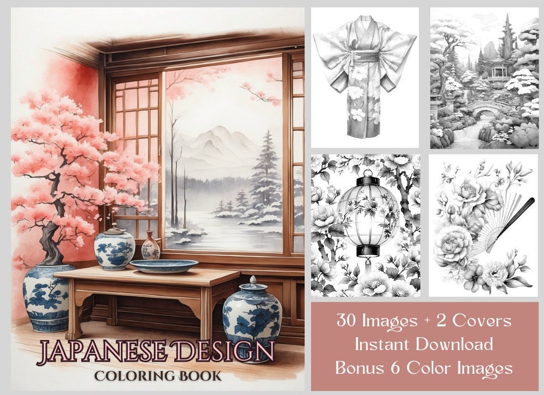 30 Floral Coloring Pages, Japanese Design Coloring Book, Floral ...