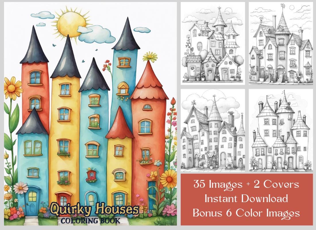 35 Quirky House Coloring Pages, Pop Art Silly Quirky House Coloring ...