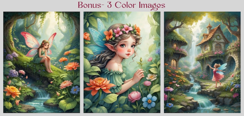 30 Enchanted Fairies Coloring Book Fairy Coloring Pages for Adults Cute ...