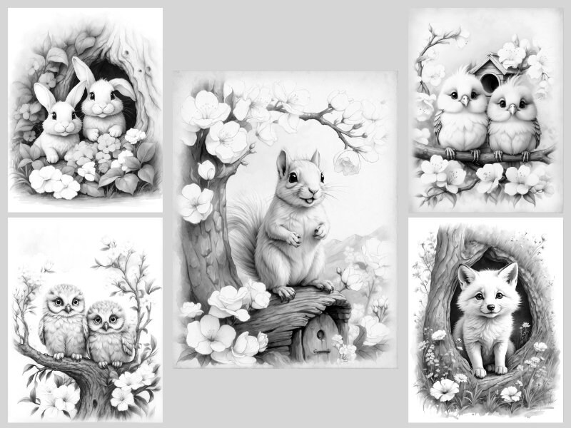 35 Animal Coloring Pages, Springtime Animals Kawaii Coloring Pages ...