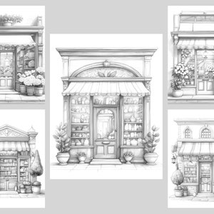 40 Storefront Coloring Pages - Bookstore, Flower Shop, Candy Shop, Cafe ...
