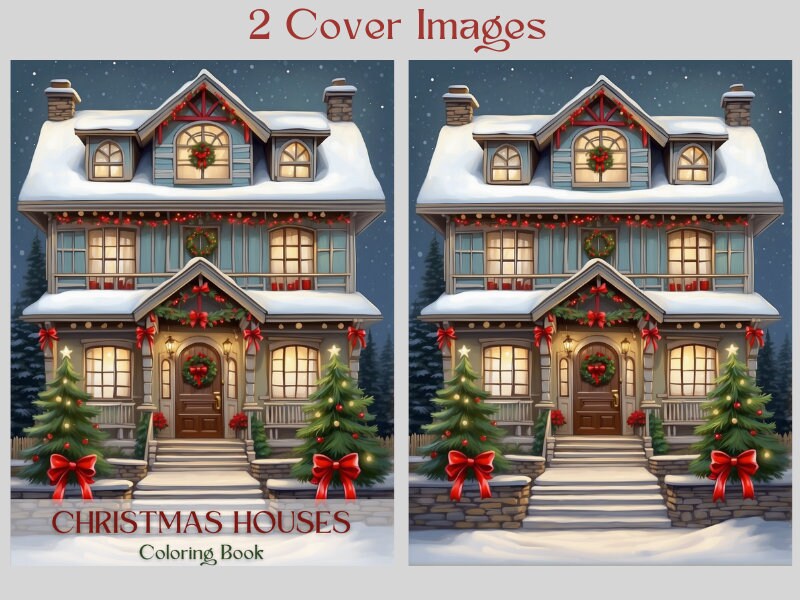30 Festive Christmas Houses Coloring Pages Christmas Houses - Etsy