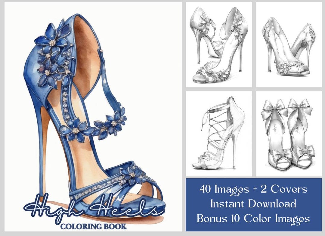 40 High Heel Coloring Pages, Elegant & Edgy High Heels Coloring Book ...