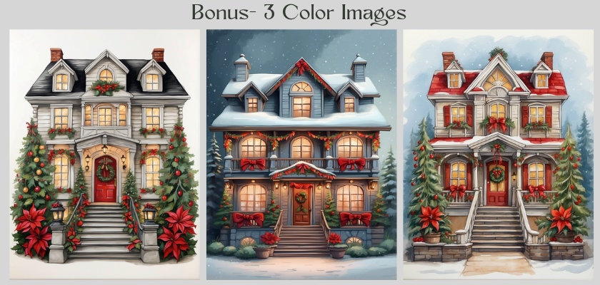 30 Festive Christmas Houses Coloring Pages Christmas Houses - Etsy