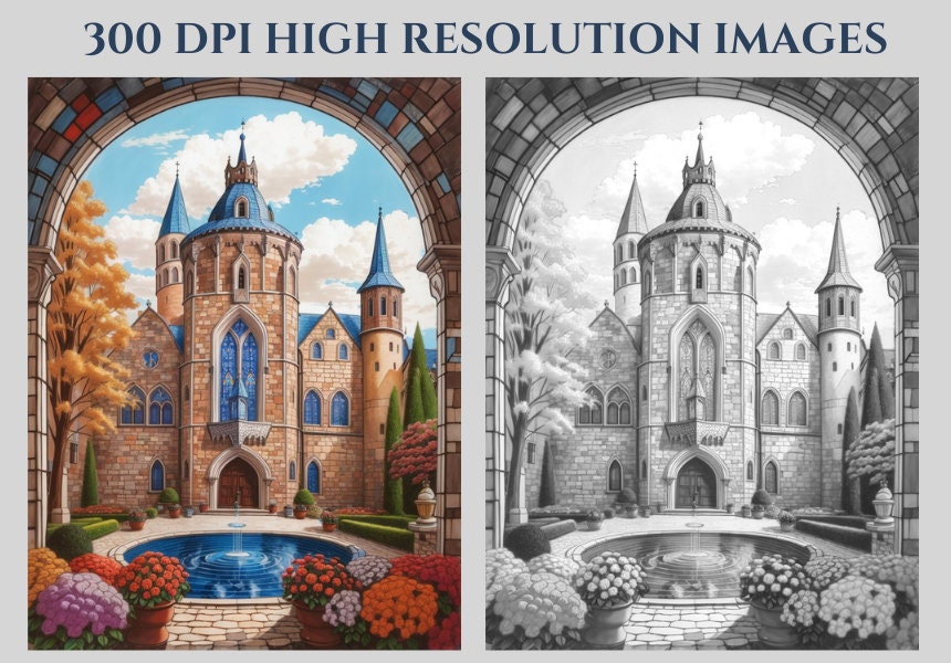 35 Medieval Castles Coloring Book Printable PDF Castles and Cathedrals ...