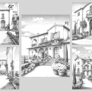 40 House Coloring Pages - Tuscan Villas Coloring Book - Printable ...