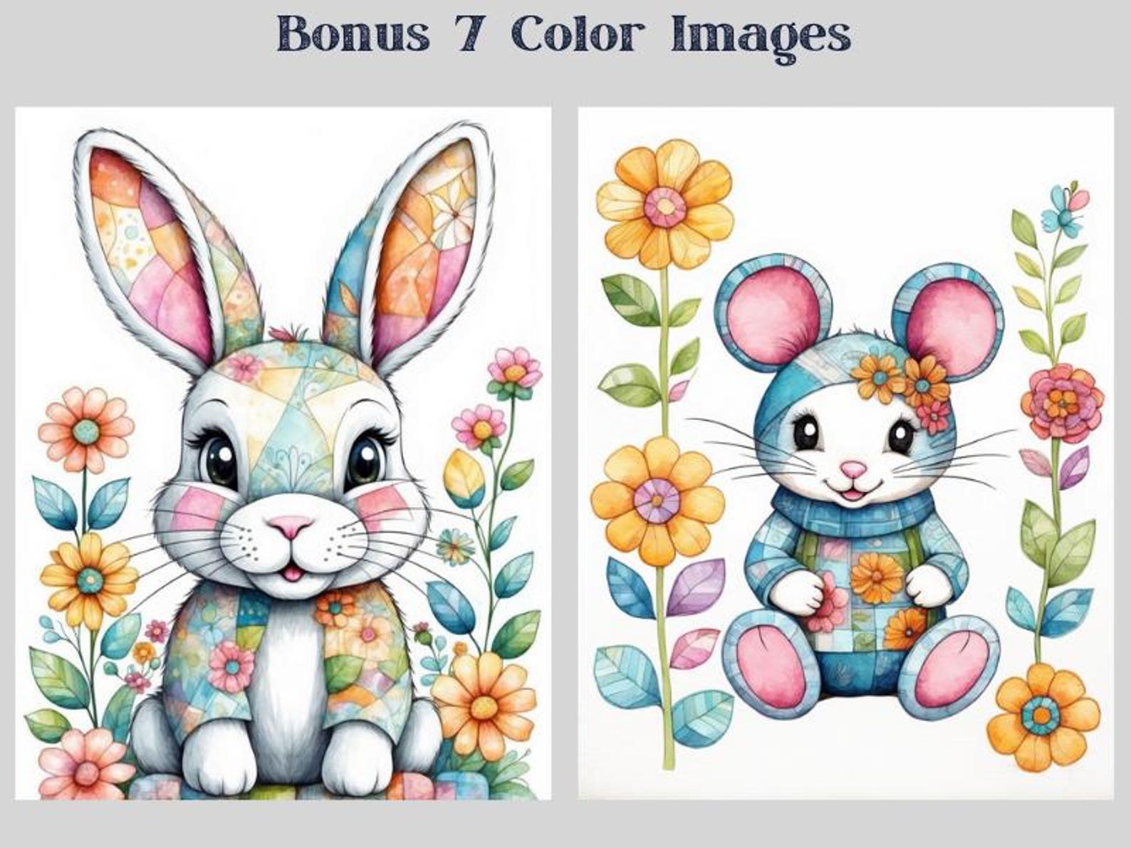Animal Coloring Pages: 35 Boho Patchwork Designs (printable Grayscale ...