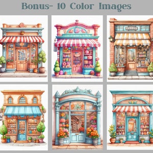 40 Storefront Coloring Pages - Bookstore, Flower Shop, Candy Shop, Cafe ...