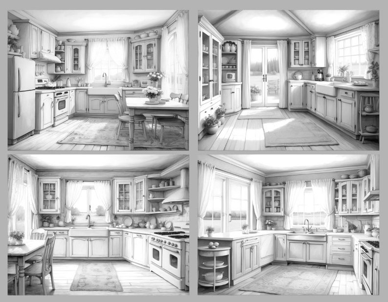 40 Interior Coloring Pages Country Kitchens Coloring Book Craftsman ...