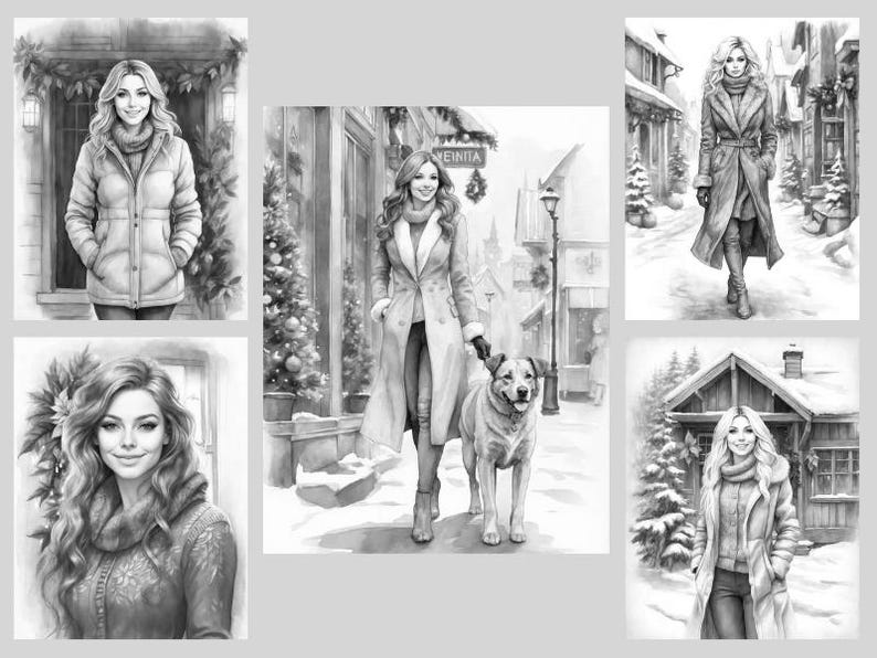 Holiday Fashion Coloring Book: 40 Beauties in Fashionable Winter Attire ...